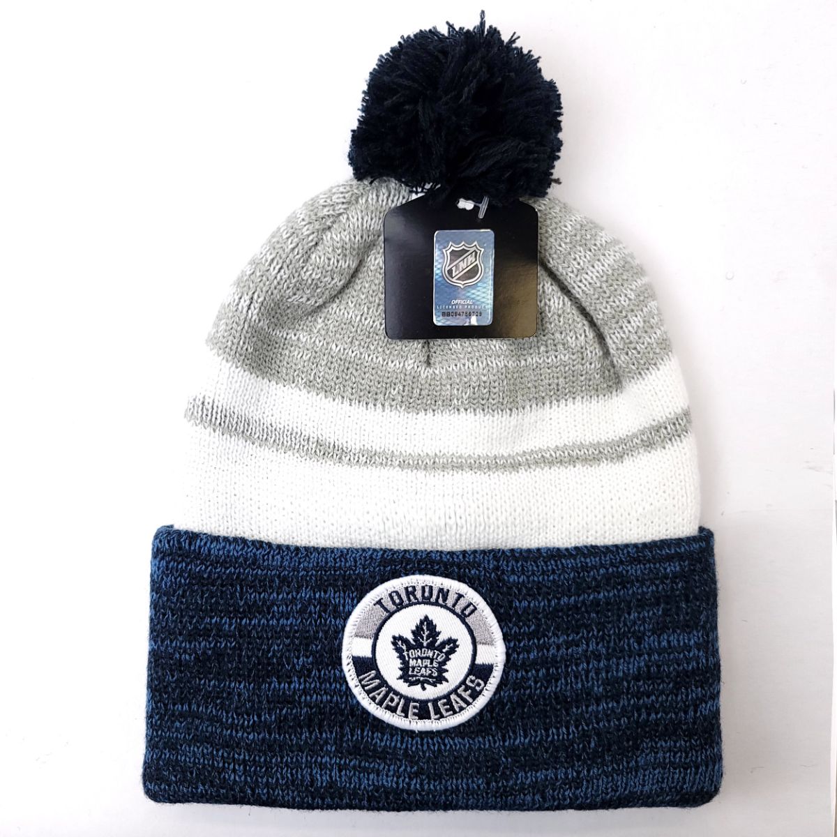 Toronto Maple Leafs Pom Knit Toque - CAMBRIDGE(CB), Blue & Grey with ...