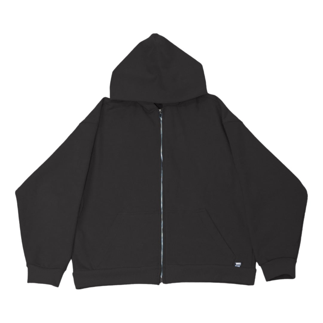 Washed Black Zip-Up Hoodie