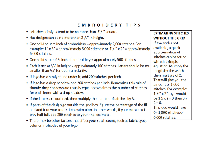 Stitch Count Estimation